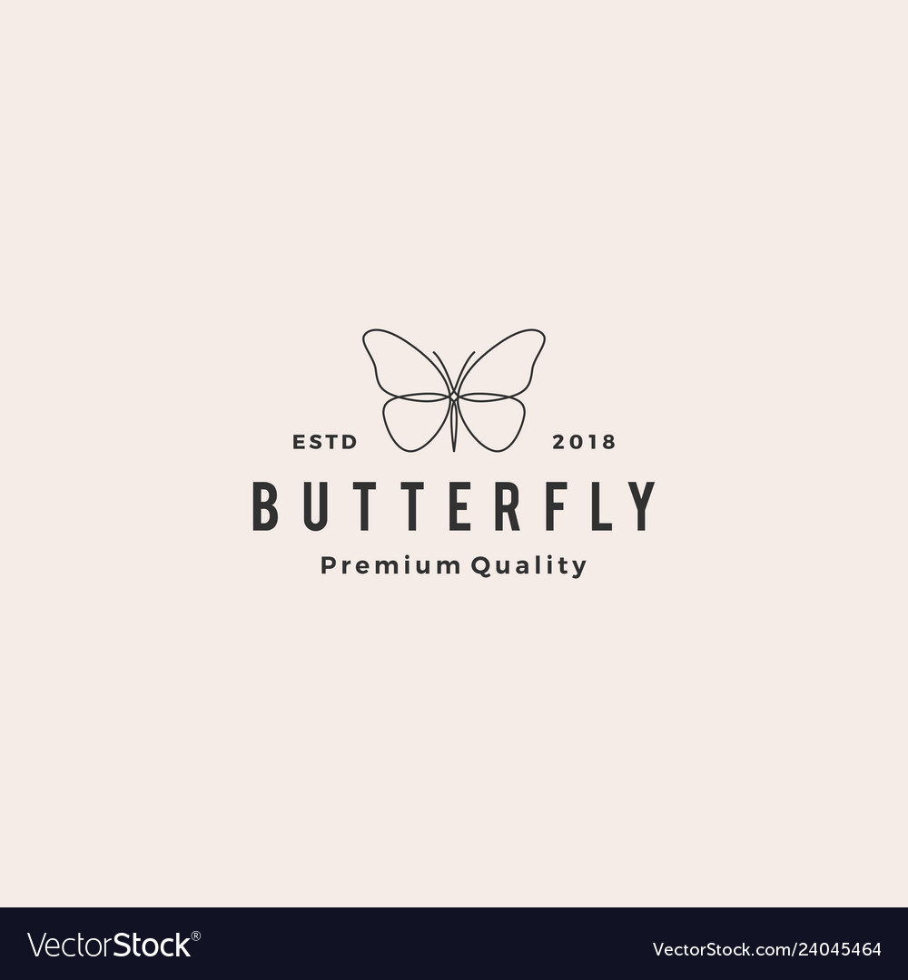 Butterfly Logo Line Outline Monoline Icon Vector Image