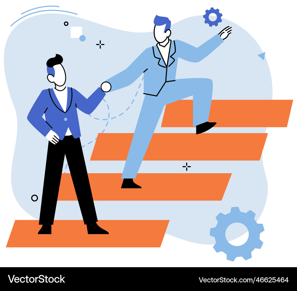 Team work achievement in career reaching aim Vector Image