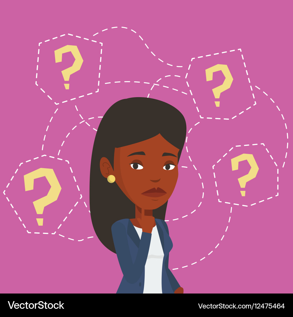 Young business woman thinking Royalty Free Vector Image