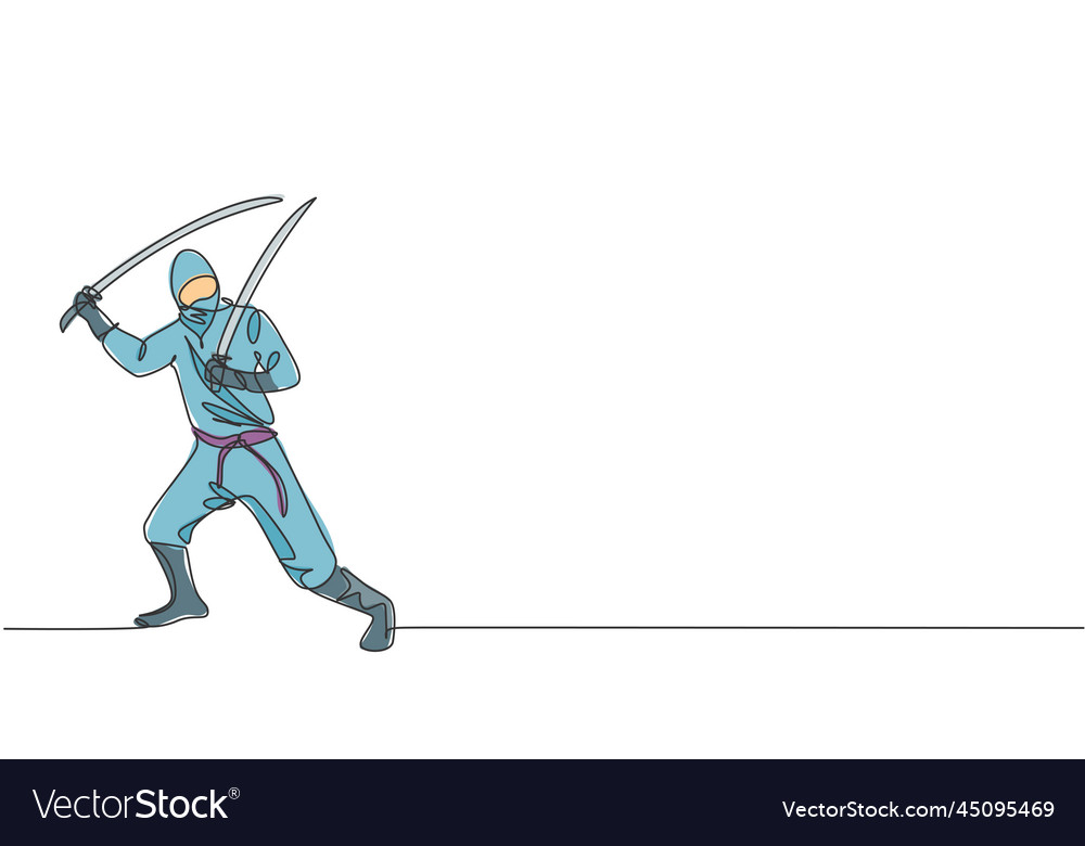 One single line drawing of young energetic Vector Image