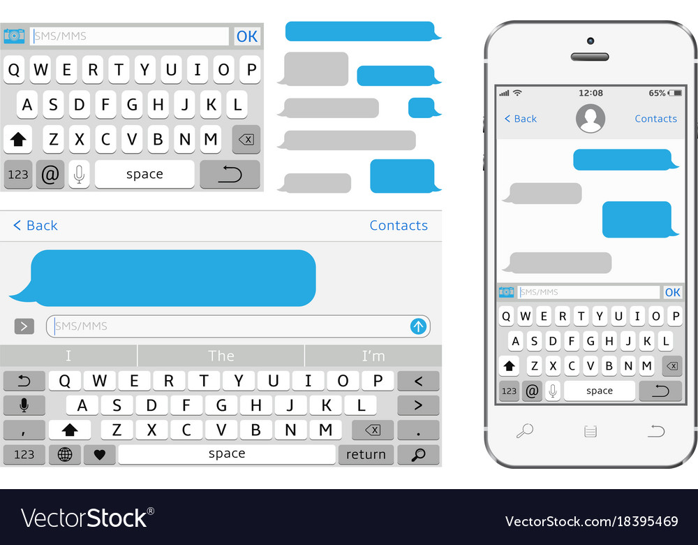 Phone chat interface sms messenger Royalty Free Vector Image Phone chat interface sms messenger Royalty Free Vector Image