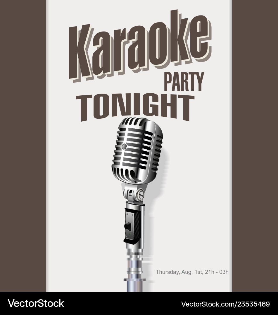 Retro vintage microphone karaoke background 2 Vector Image