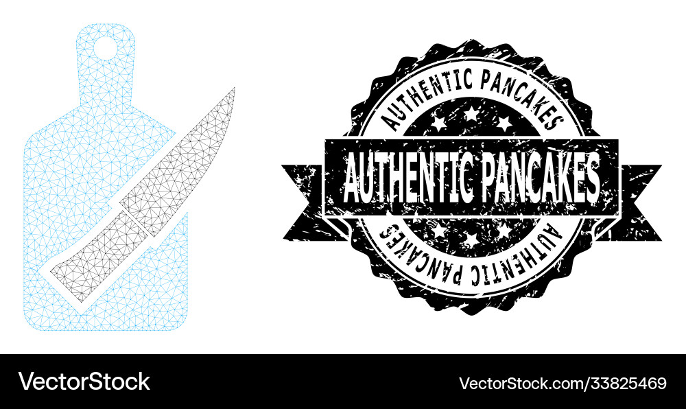 Scratched authentic pancakes ribbon stamp and mesh