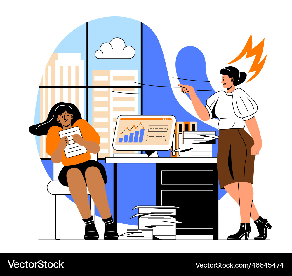 Boss screaming at worker Royalty Free Vector Image