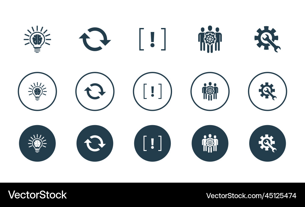 Idea change problem team work resolve icons Vector Image