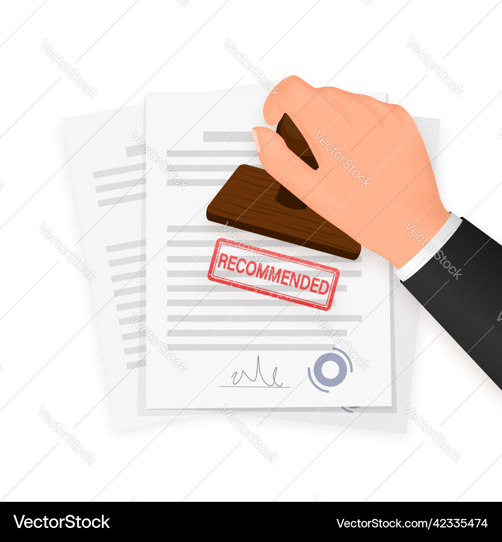 Red recommended stamp isolated on white background