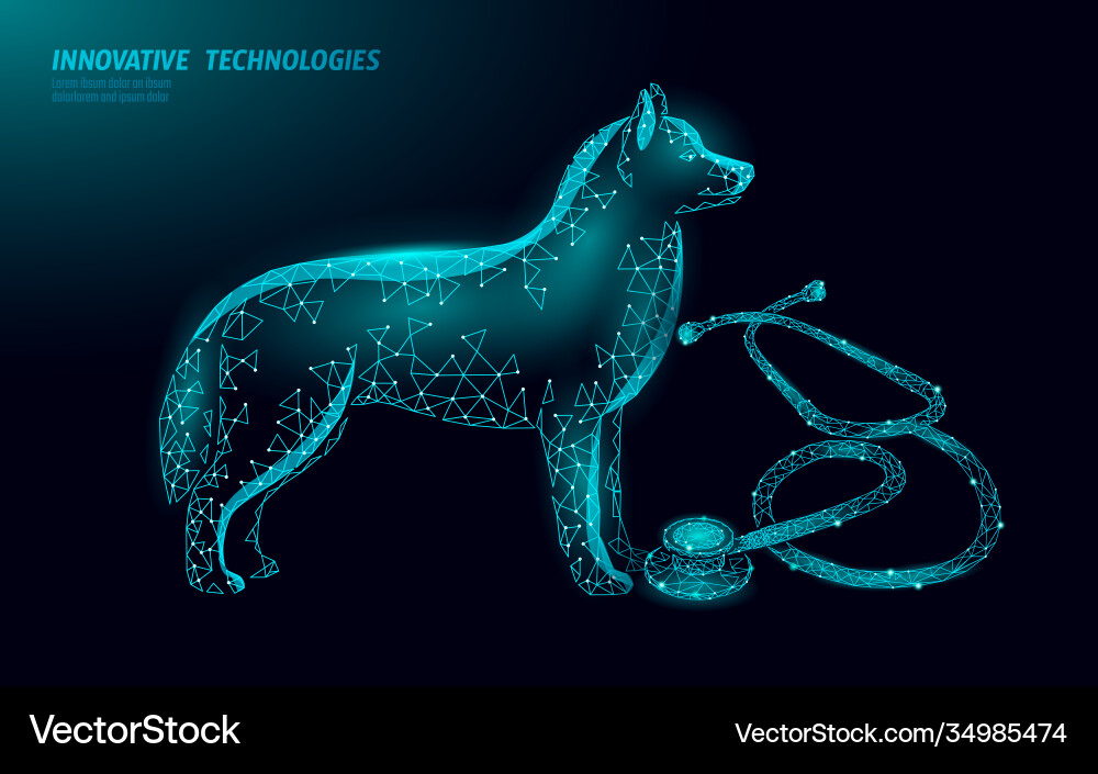 Veterinary clinic dog pet standing alone low poly Vector Image