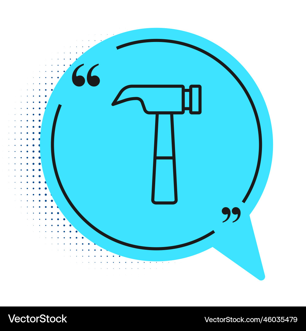 Black line hammer icon isolated on white Vector Image