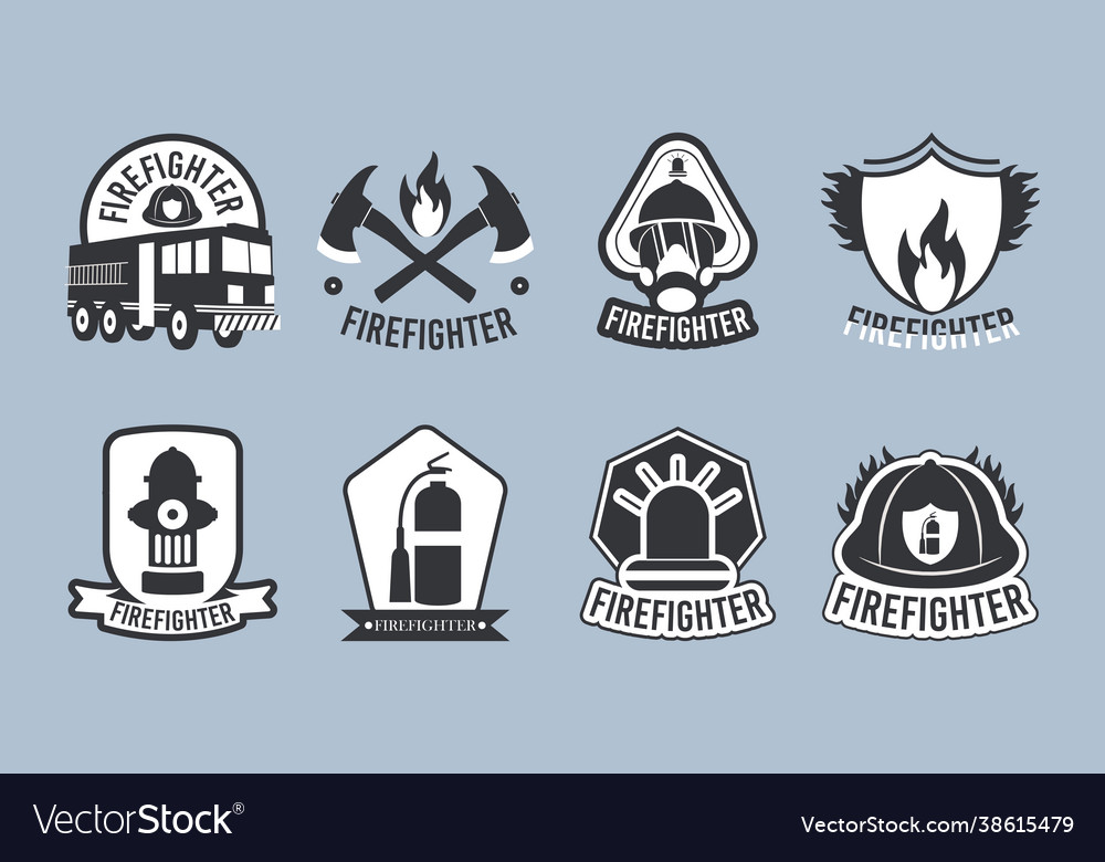 Firefighter badges set Royalty Free Vector Image