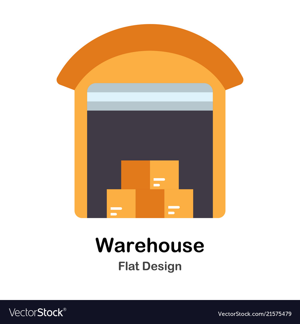 Warehouse flat icon Royalty Free Vector Image - VectorStock Warehouse flat icon Royalty Free Vector Image - VectorStock