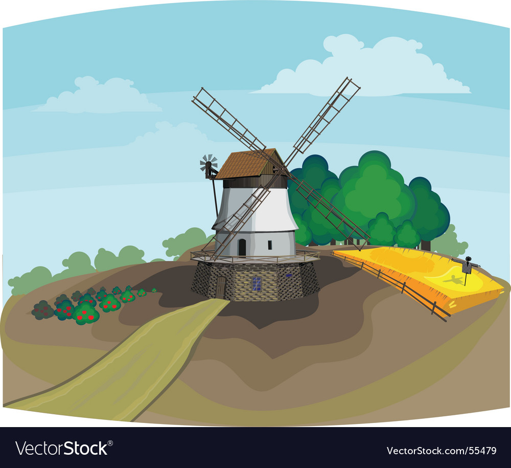 Windmill Royalty Free Vector Image - VectorStock