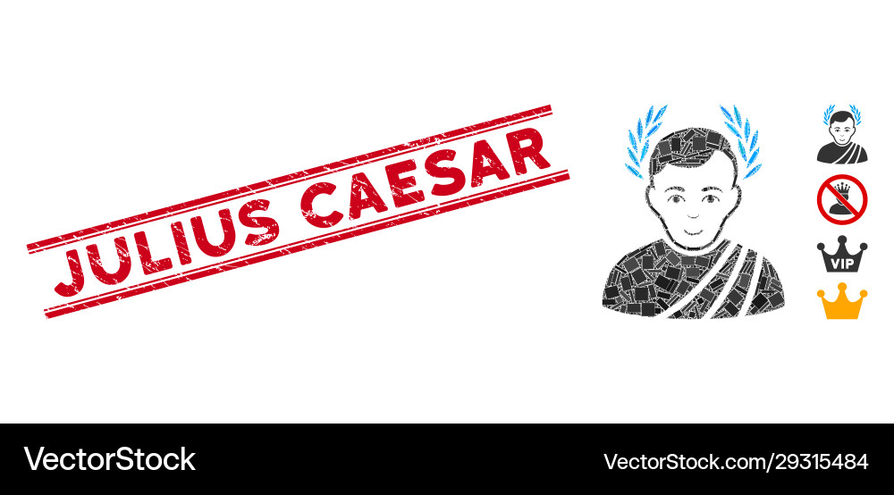 Caesar wreath mosaic and scratched julius Vector Image
