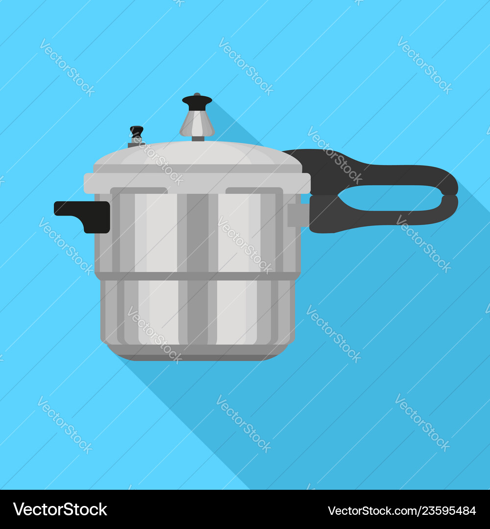 Metal pressure cooker icon flat style Royalty Free Vector