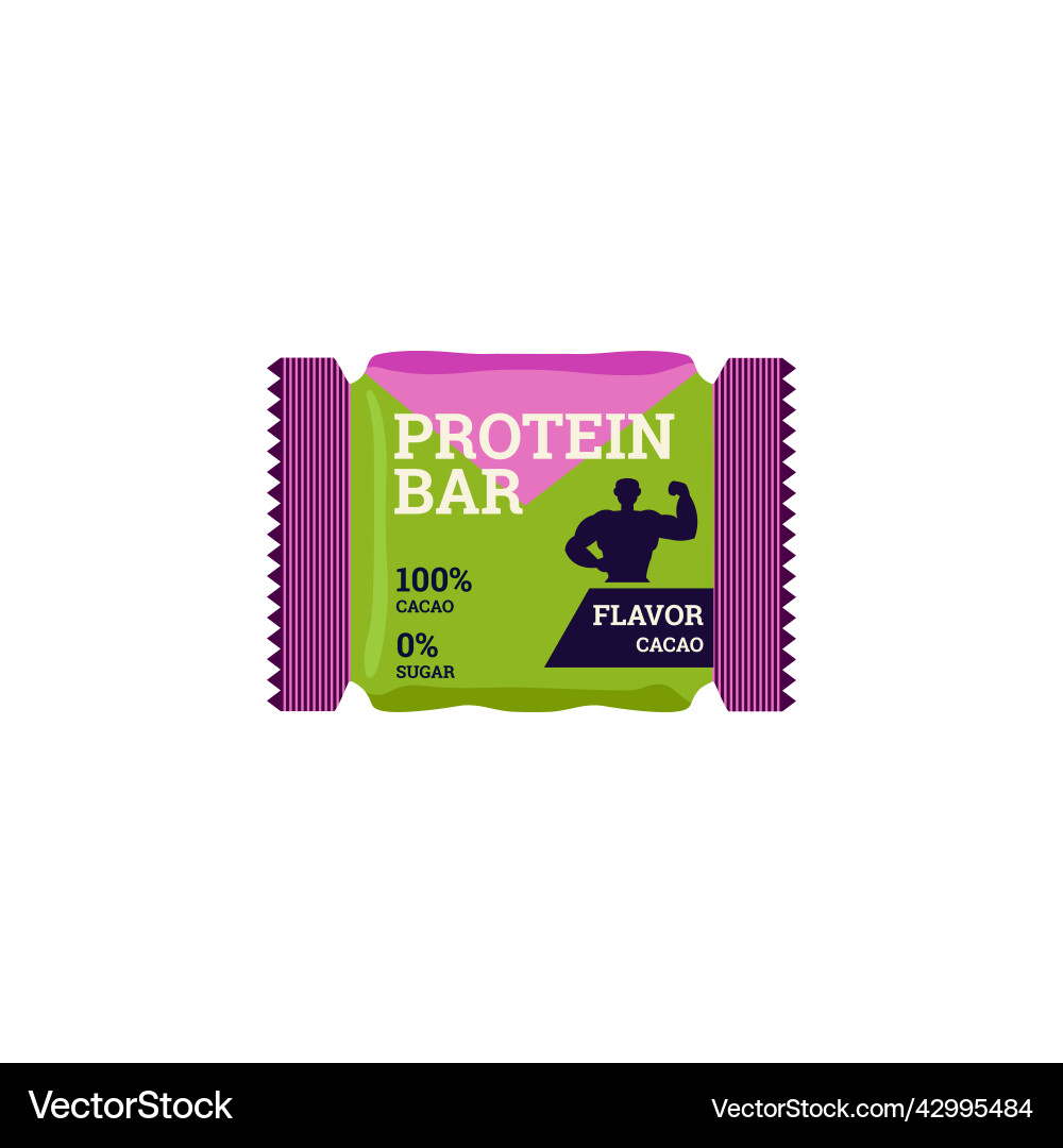 Protein bar with cocoa flavor and zero sugar flat Vector Image