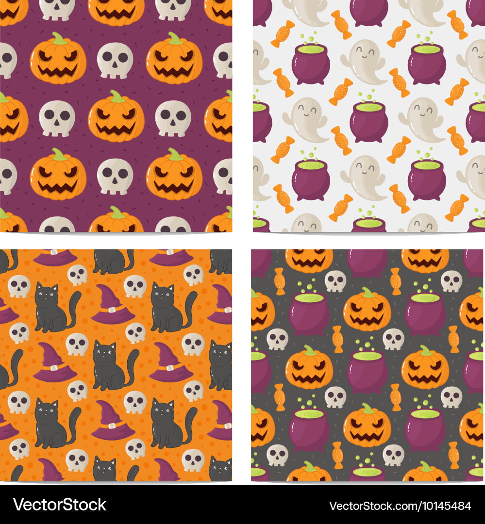Set of halloween seamless patterns Royalty Free Vector Image