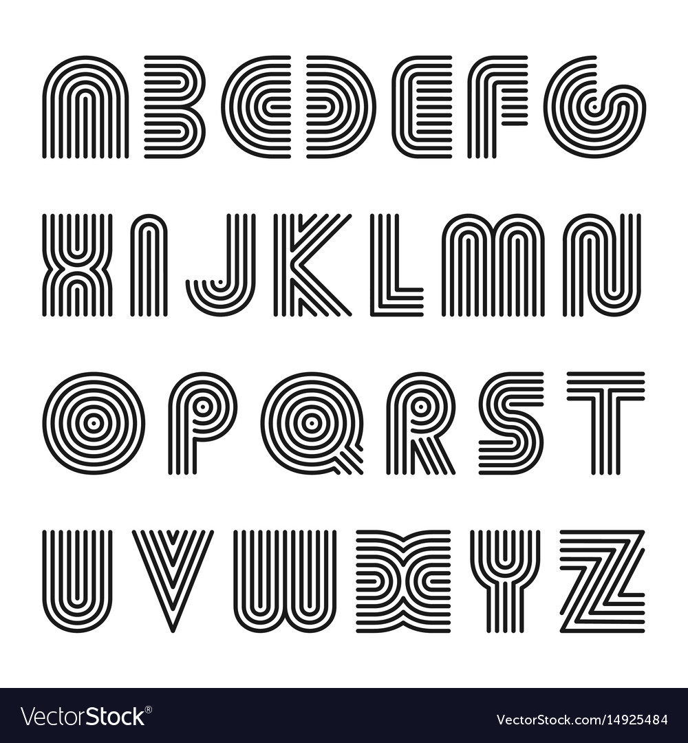 Striped english alphabet linear font Royalty Free Vector Striped english alphabet linear font Royalty Free Vector