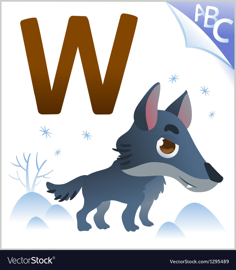 Animal alphabet for the kids w wolf Royalty Free Vector