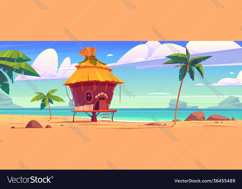 Beach Hut Or Bungalow On Tropical Island Resort Vector Image