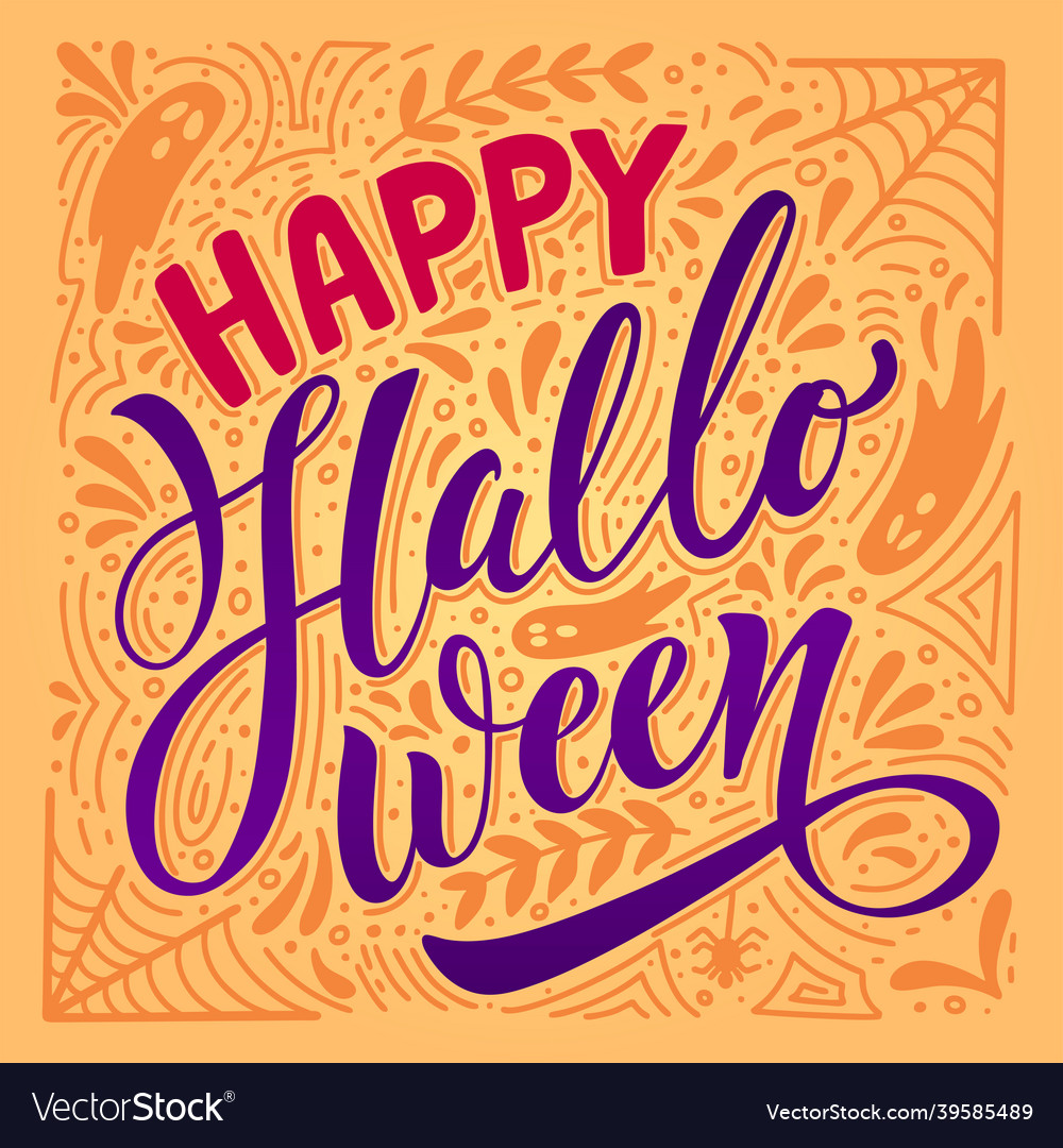 Happy halloween lettering festive Royalty Free Vector Image