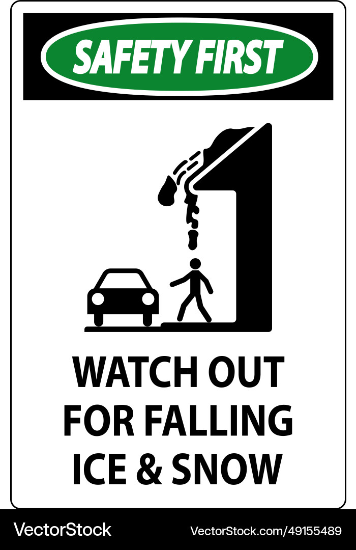 Safety first sign watch out for falling ice Vector Image