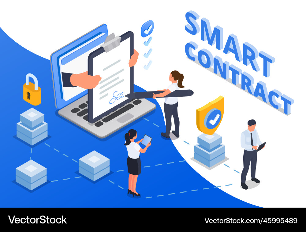 Smart contract composition Royalty Free Vector Image