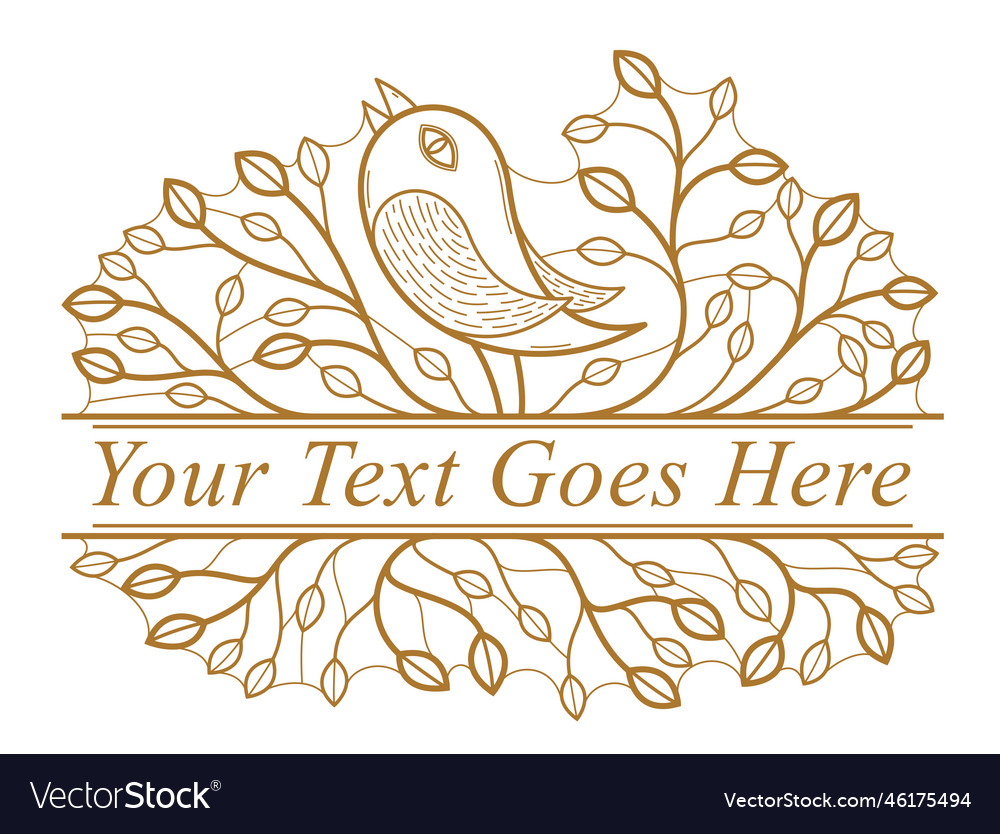 Bird on a branch floral design with leaves Vector Image
