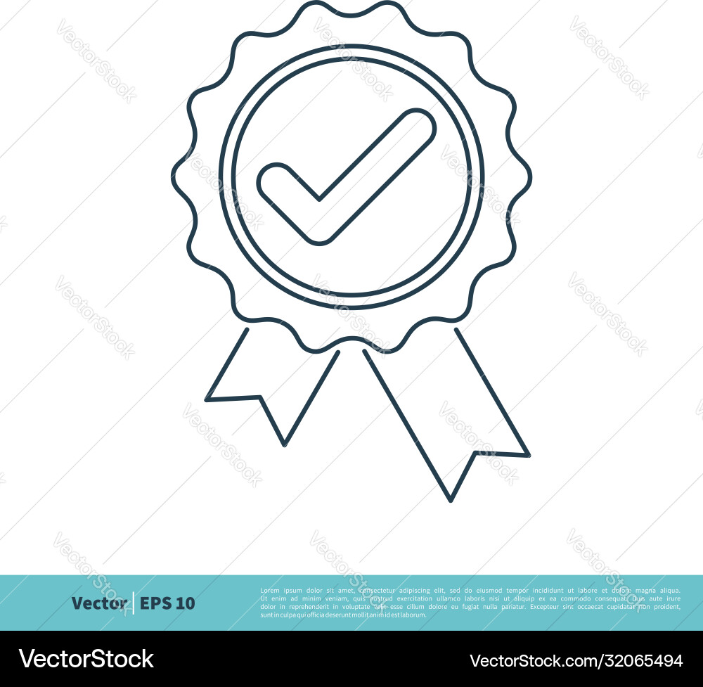 Check mark award stamp line art icon logo Vector Image
