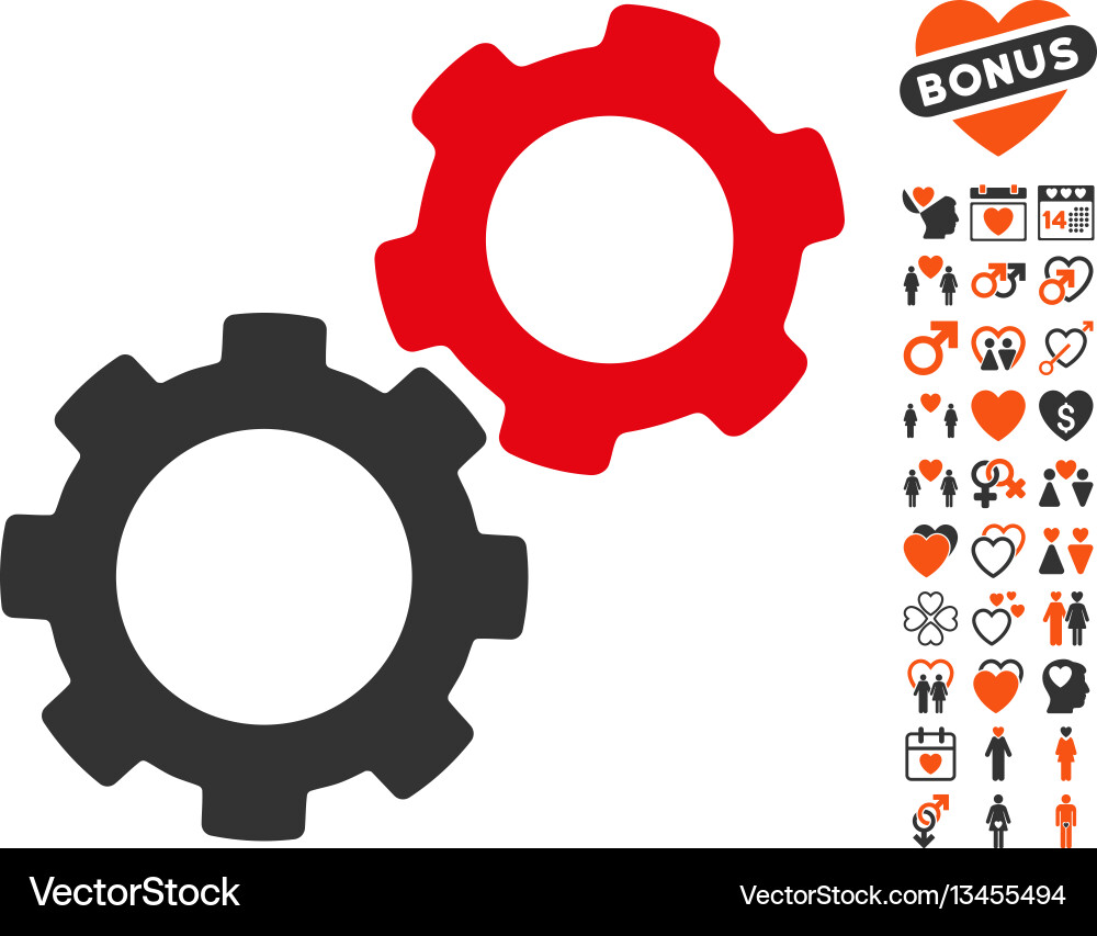 Gears icon with love bonus Royalty Free Vector Image