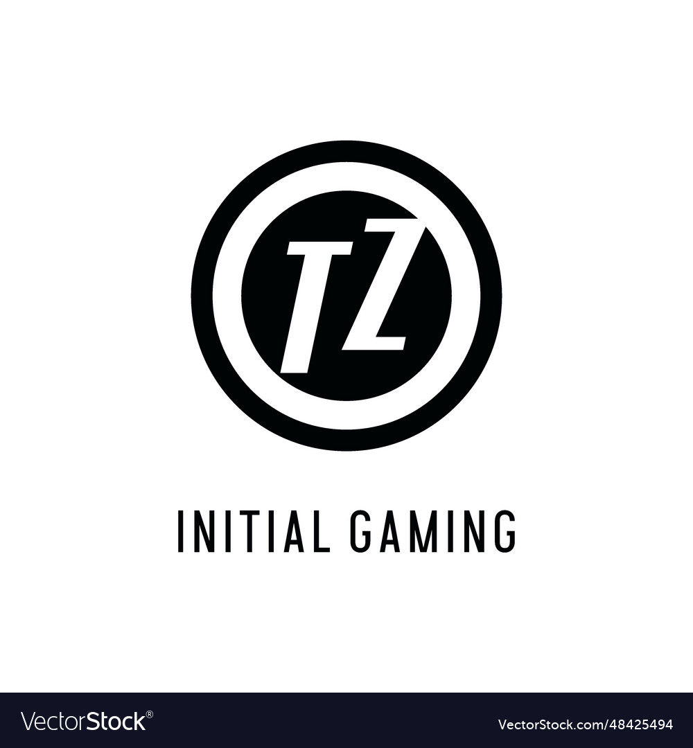 Initial tz logo concentric circle line clean Vector Image