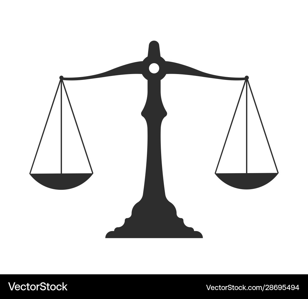 Scales justice icon flat Royalty Free Vector Image
