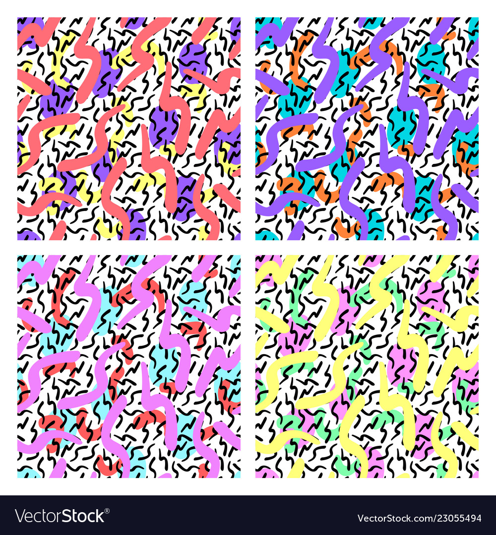 Set memphis patterns Royalty Free Vector Image