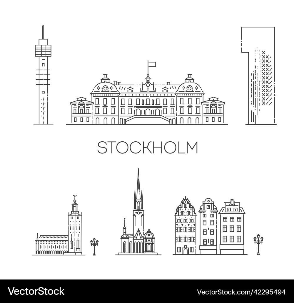 Stockholm line art Royalty Free Vector Image - VectorStock