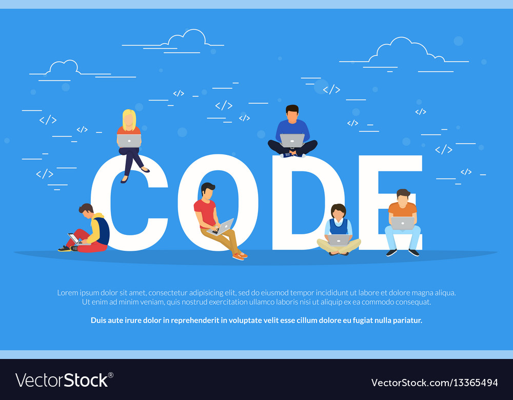 Young programmers coding a new project Royalty Free Vector Young programmers coding a new project Royalty Free Vector