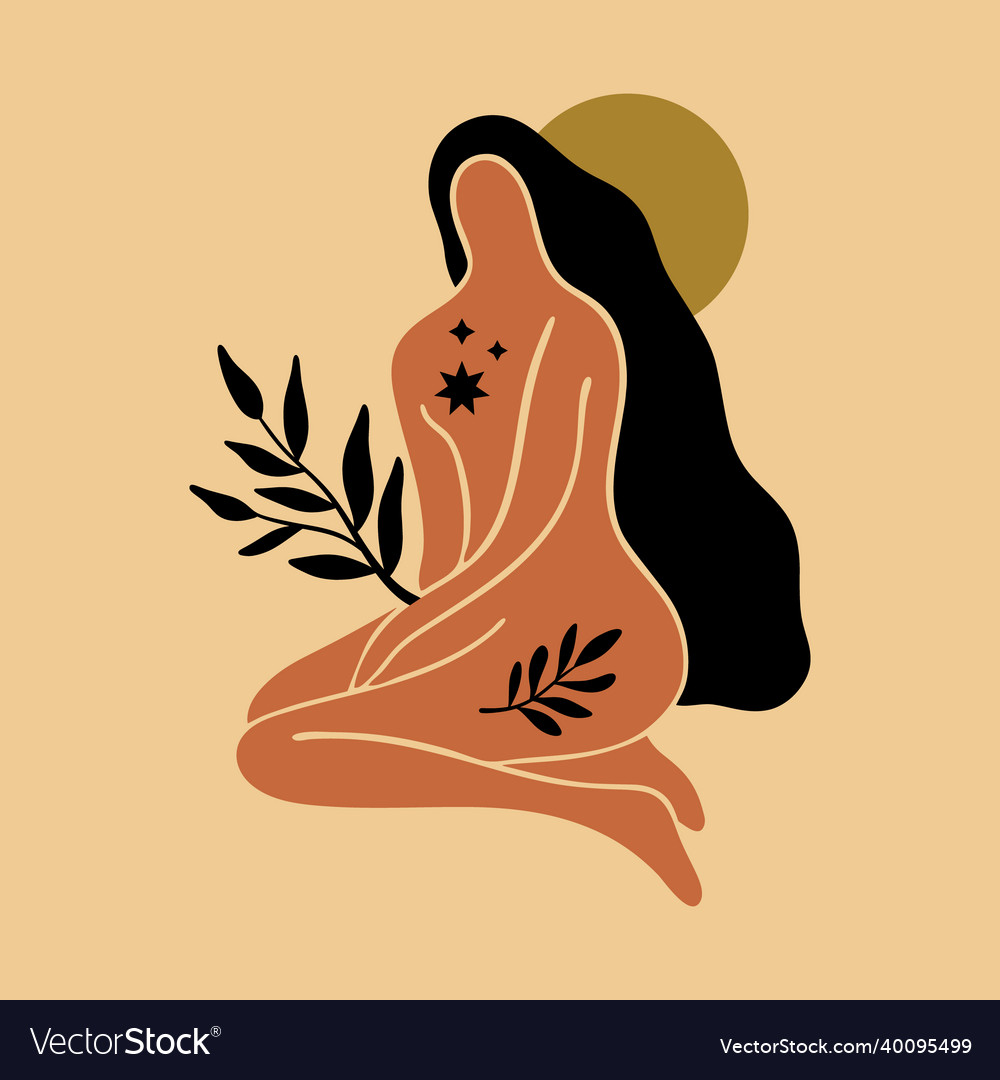 Boho Sacred Magic Woman Mystical Symbol Royalty Free Vector