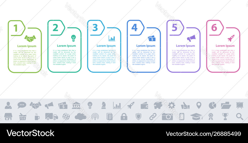 Business infographic design template - 6 steps Vector Image