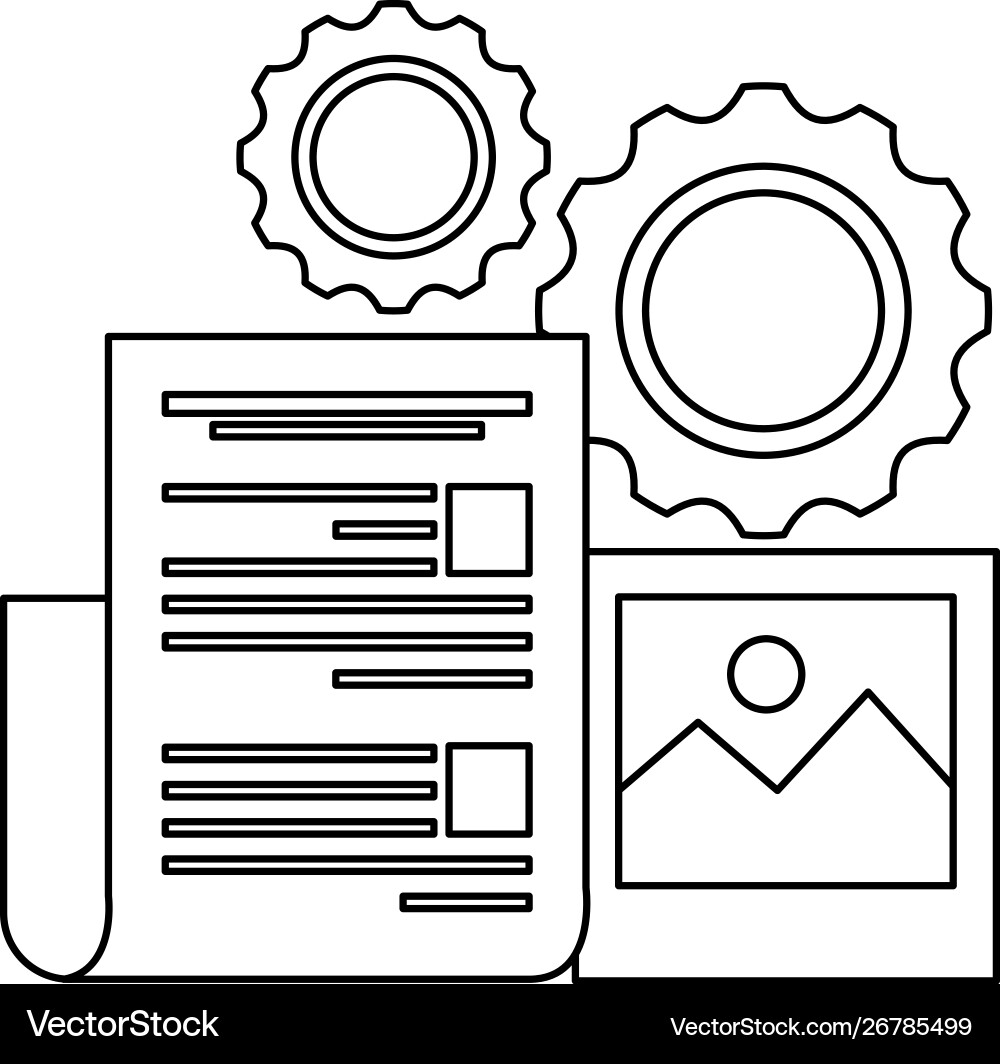 Gear machine settings with document file Vector Image