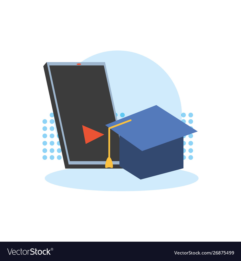Graduation hat study element icon Royalty Free Vector Image