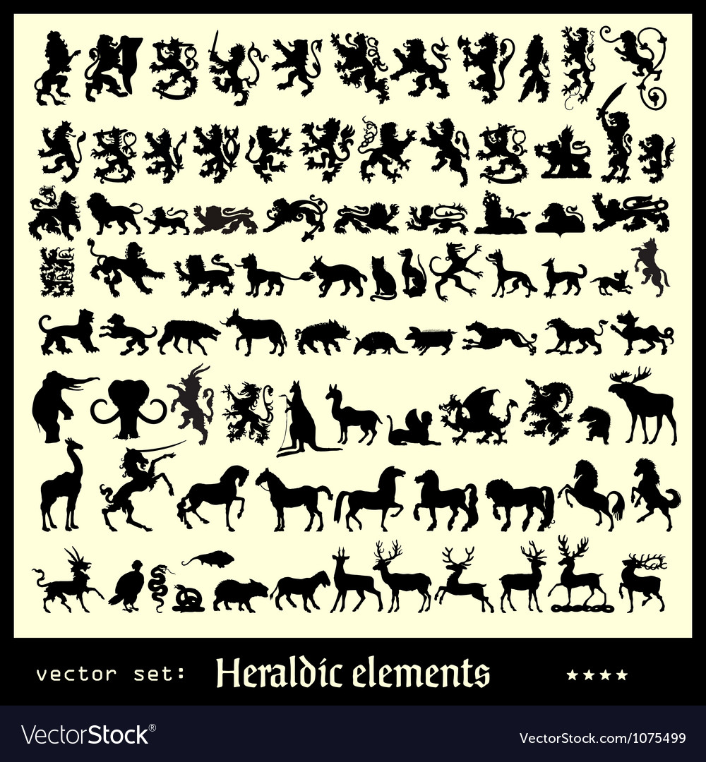 Heraldic elements beasts Royalty Free Vector Image