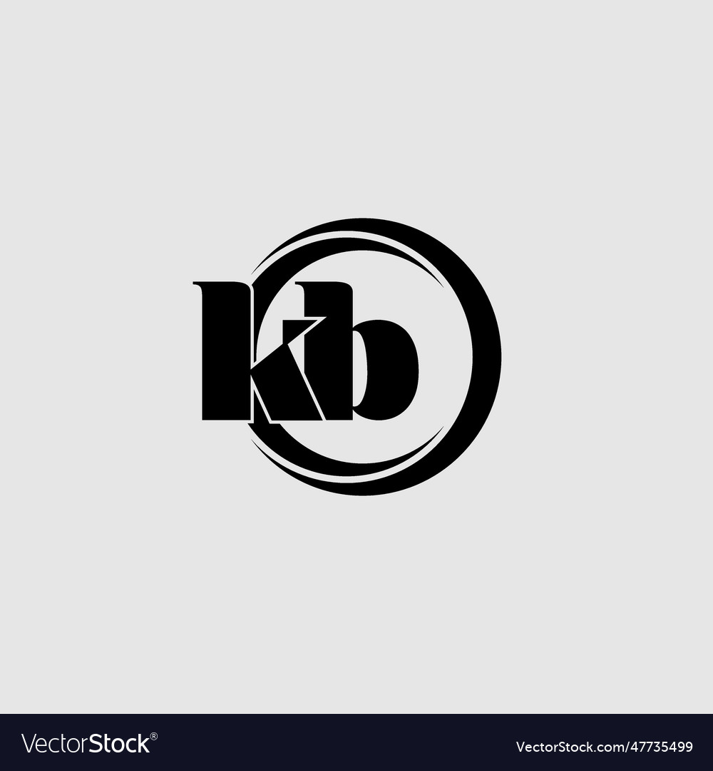 Letters kb simple circle linked line logo Vector Image