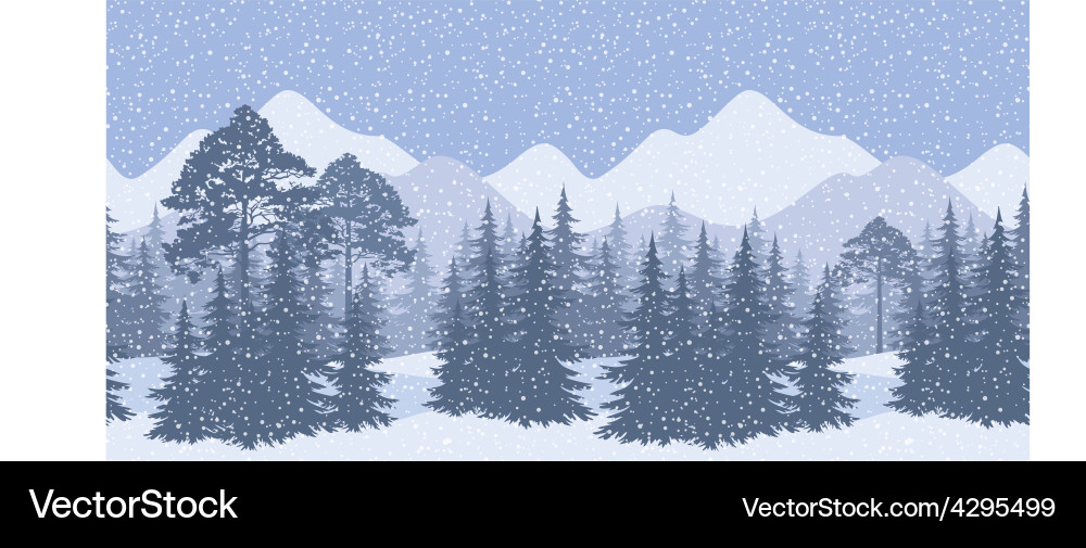 Winter Forest Landscape with Snow-Covered Trees Vector Image