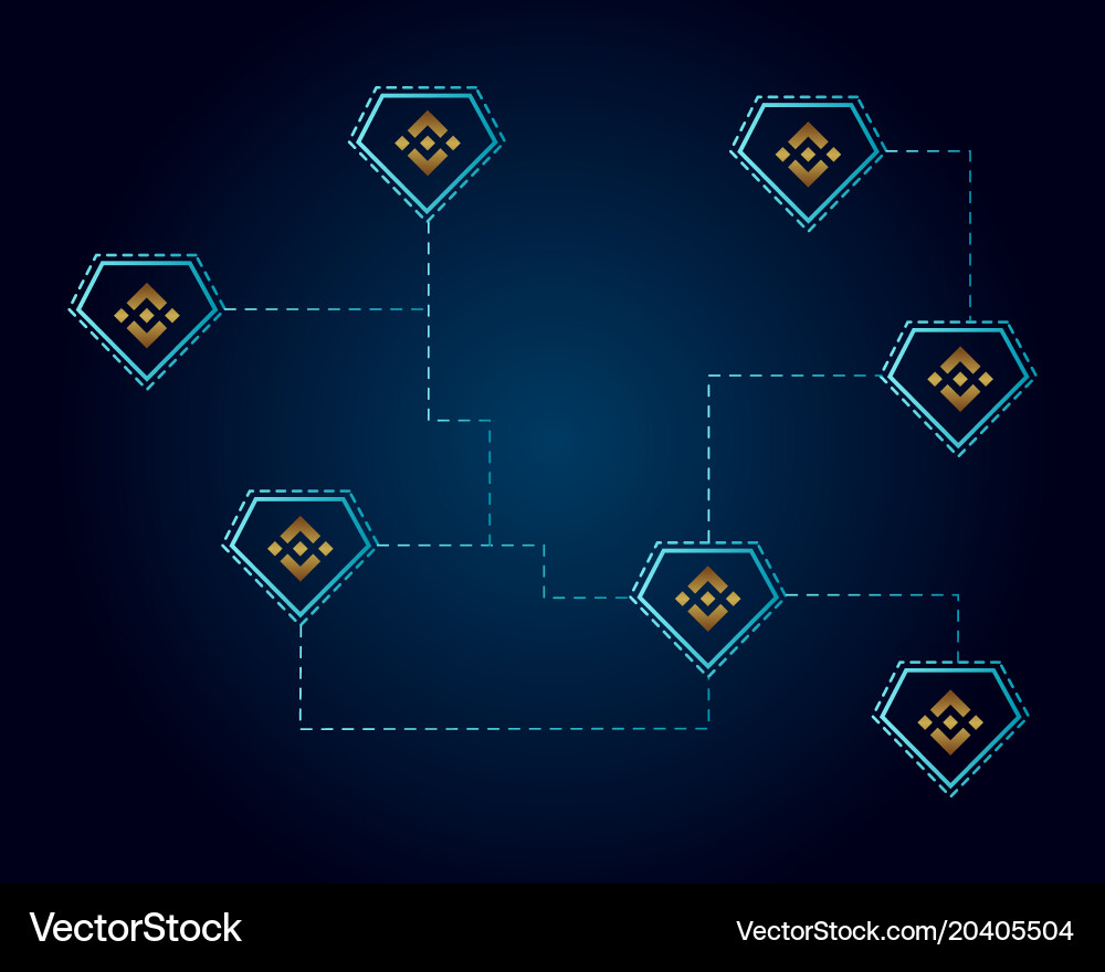 Binance coin blockchain style on dark background Vector Image
