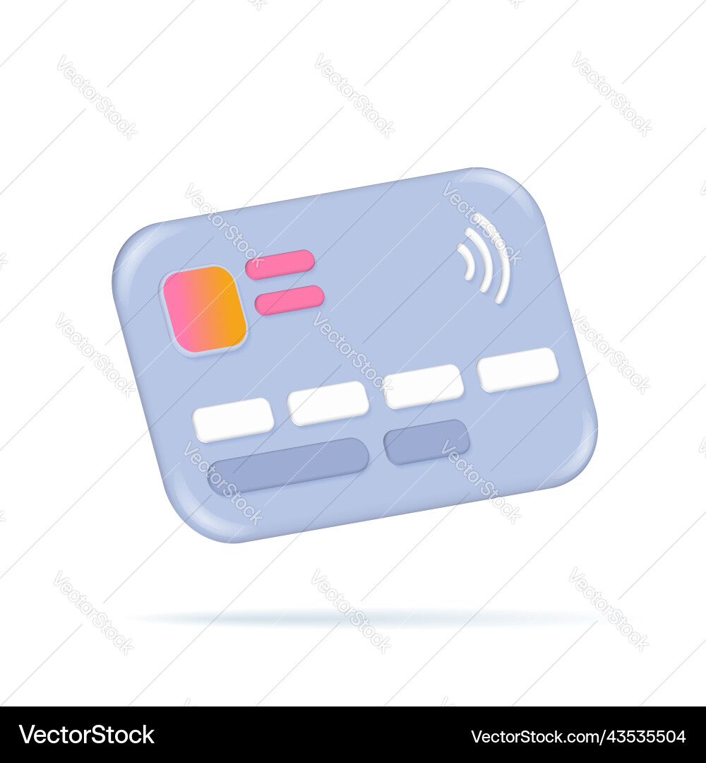 Isolated 3d render credit card contactless online Vector Image