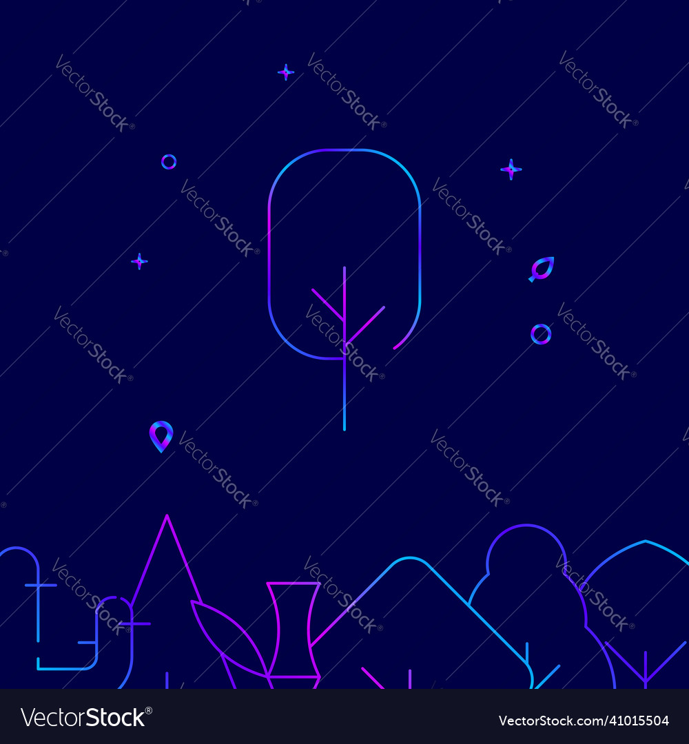Rounded rectangle tree gradient line icon Vector Image