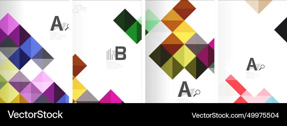 Set of square geometric poster backgrounds Vector Image
