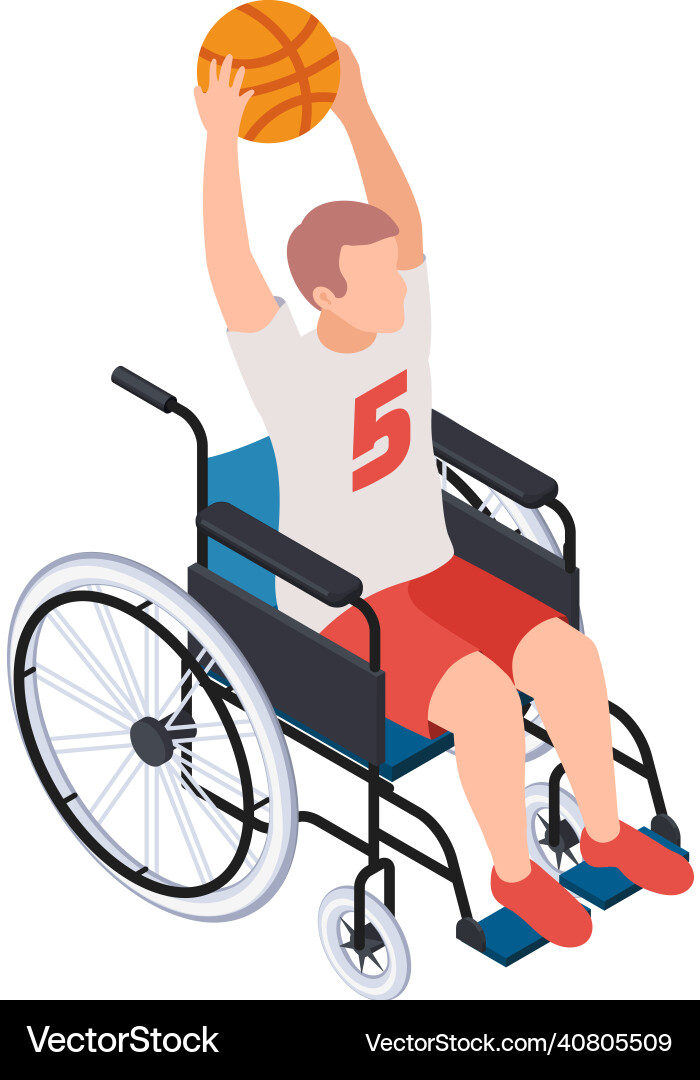 Disabled basketball player composition Royalty Free Vector