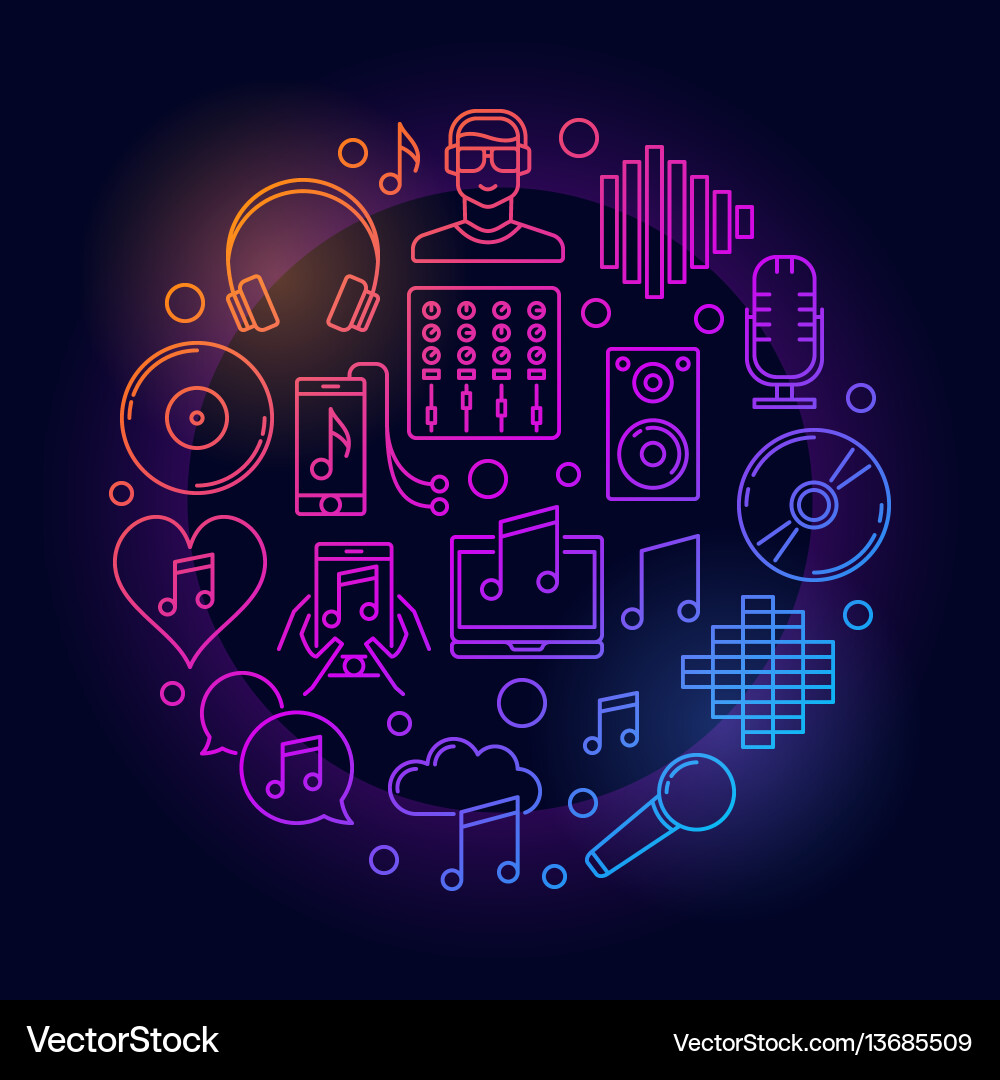 Dj colorful linear Royalty Free Vector Image - VectorStock