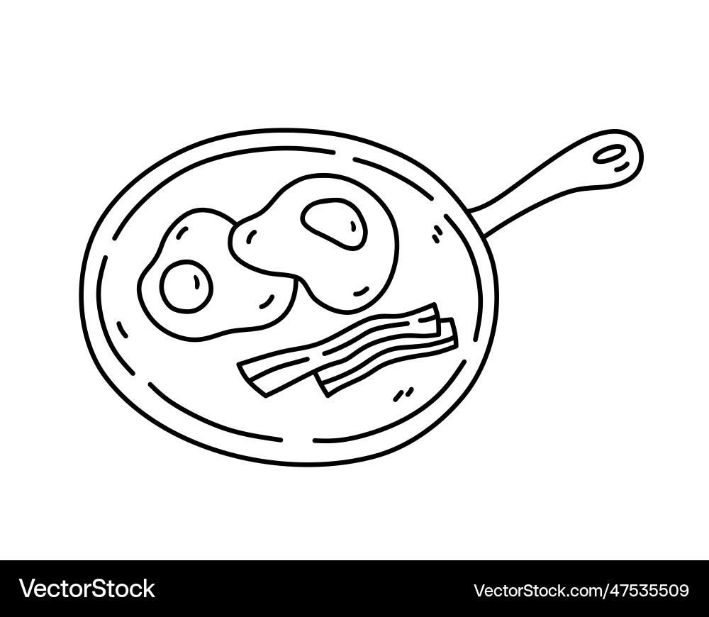 Frying pan with fried eggs and bacon Royalty Free Vector