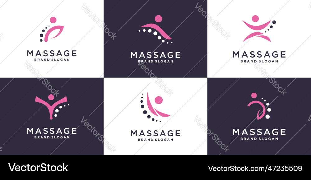 Massage logo collection with creative element Vector Image