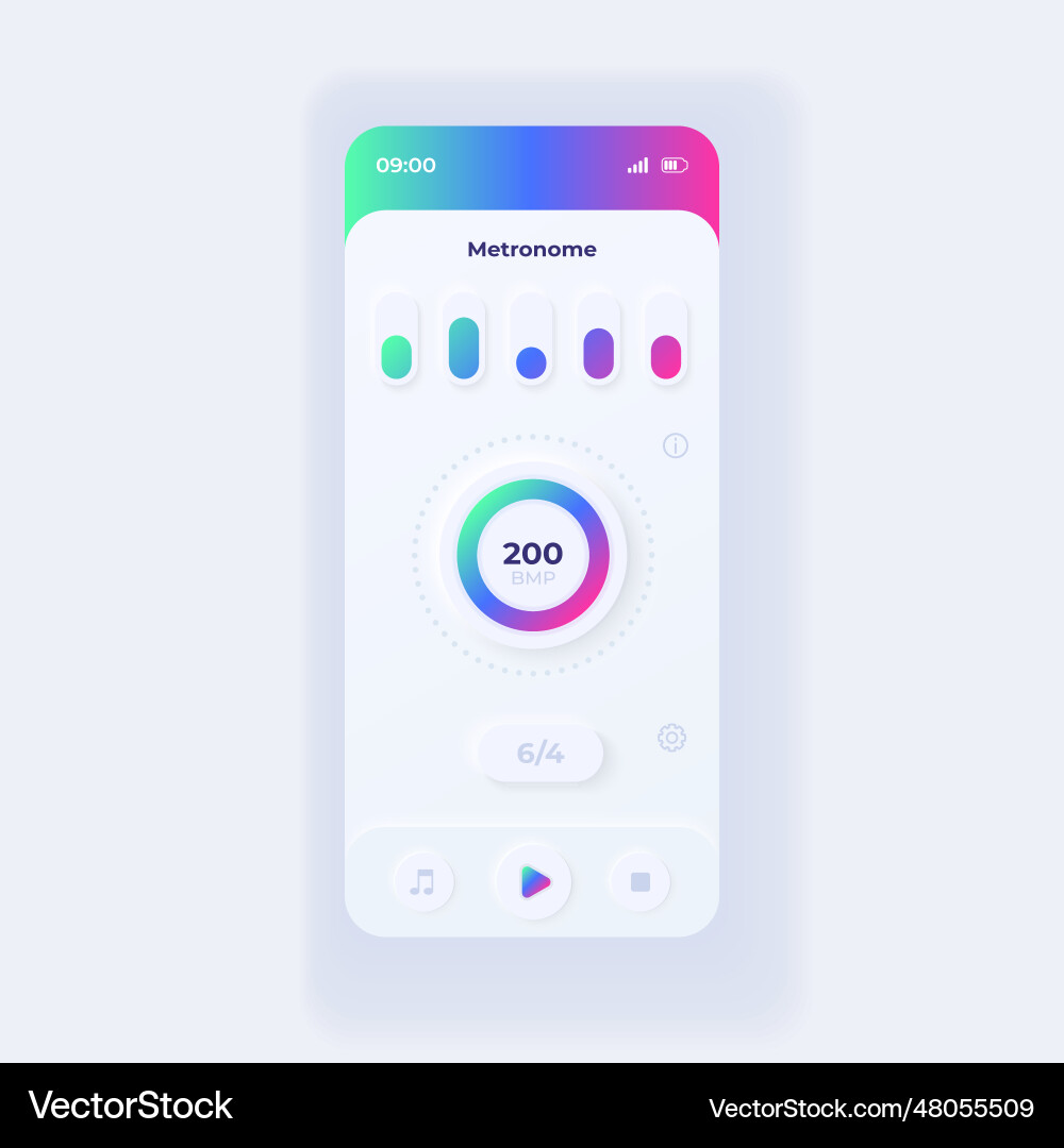 Metronome application smartphone interface Vector Image