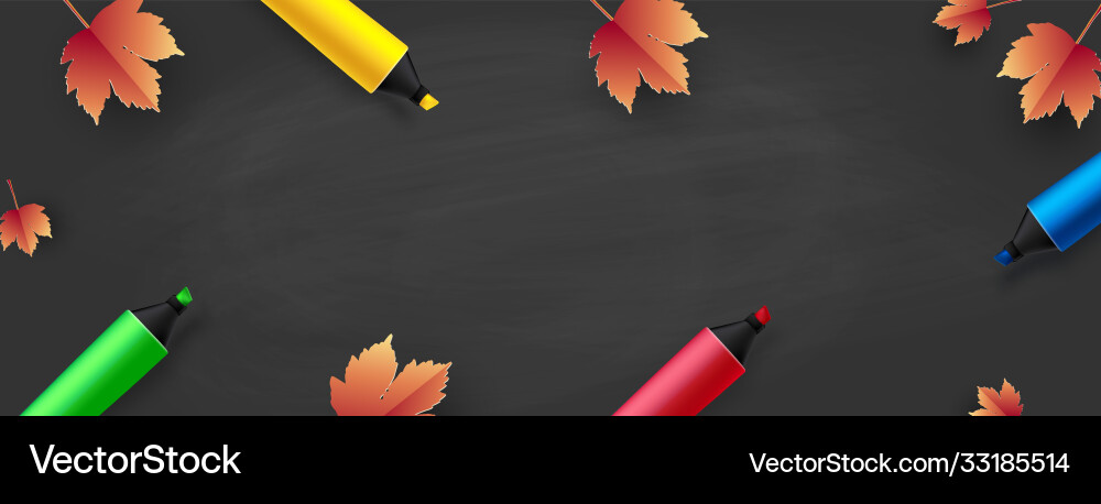 Back to school - blackboard with colored pencils Vector Image